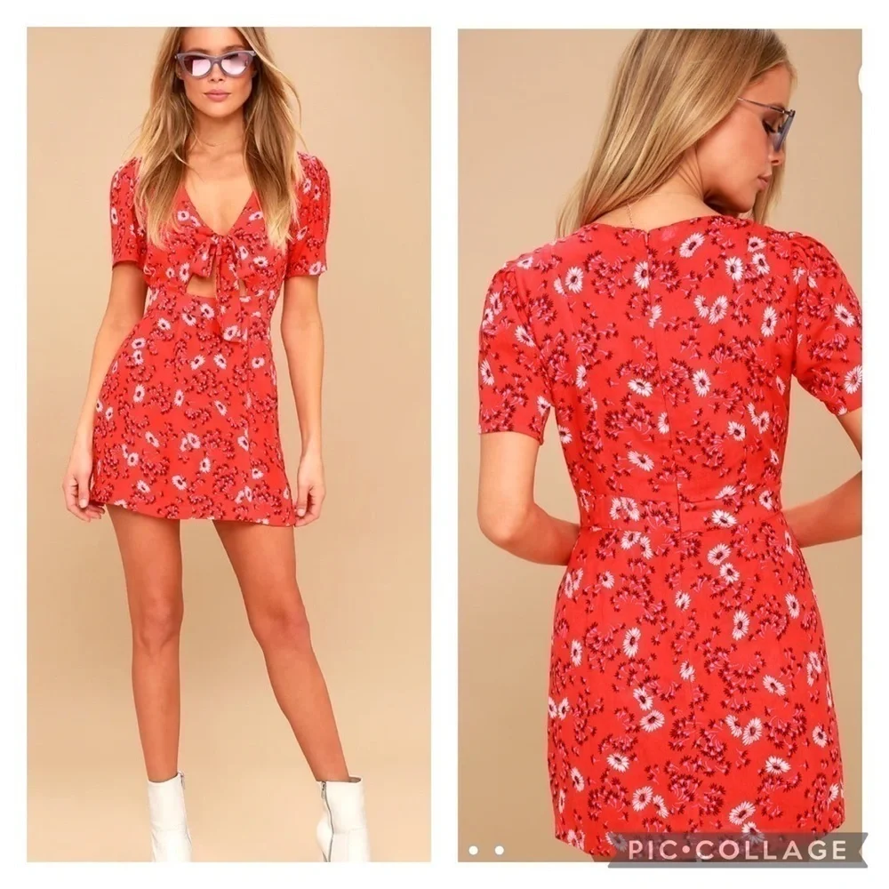 Free People | Pants & Jumpsuits | Free People Jinx Red Floral Print ...